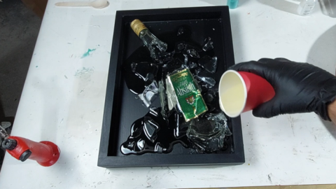 Smashed Bottle Resin Art - Andy's Art Lab